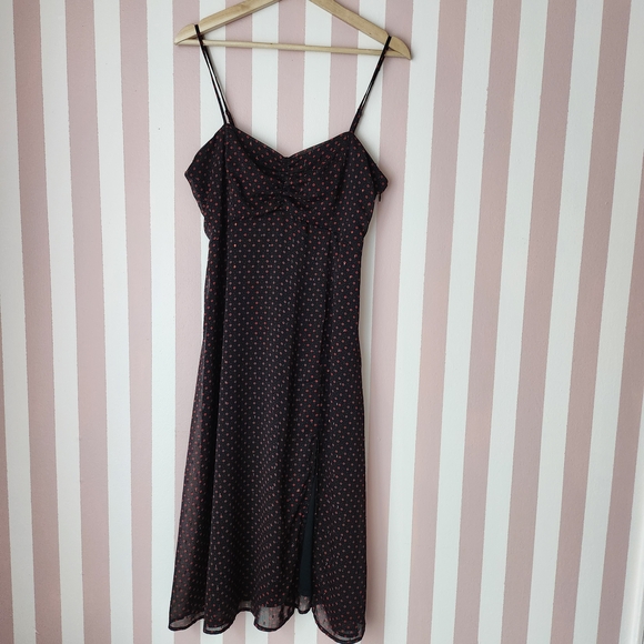 Blu Pepper | Dresses | Blu Pepper Black And Red Polka Dot Midi Dress ...